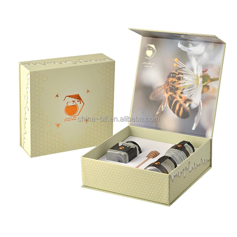Custom Honey Bee Jar Cardboard Box Elegant Magnetic Gift Box Luxury ...