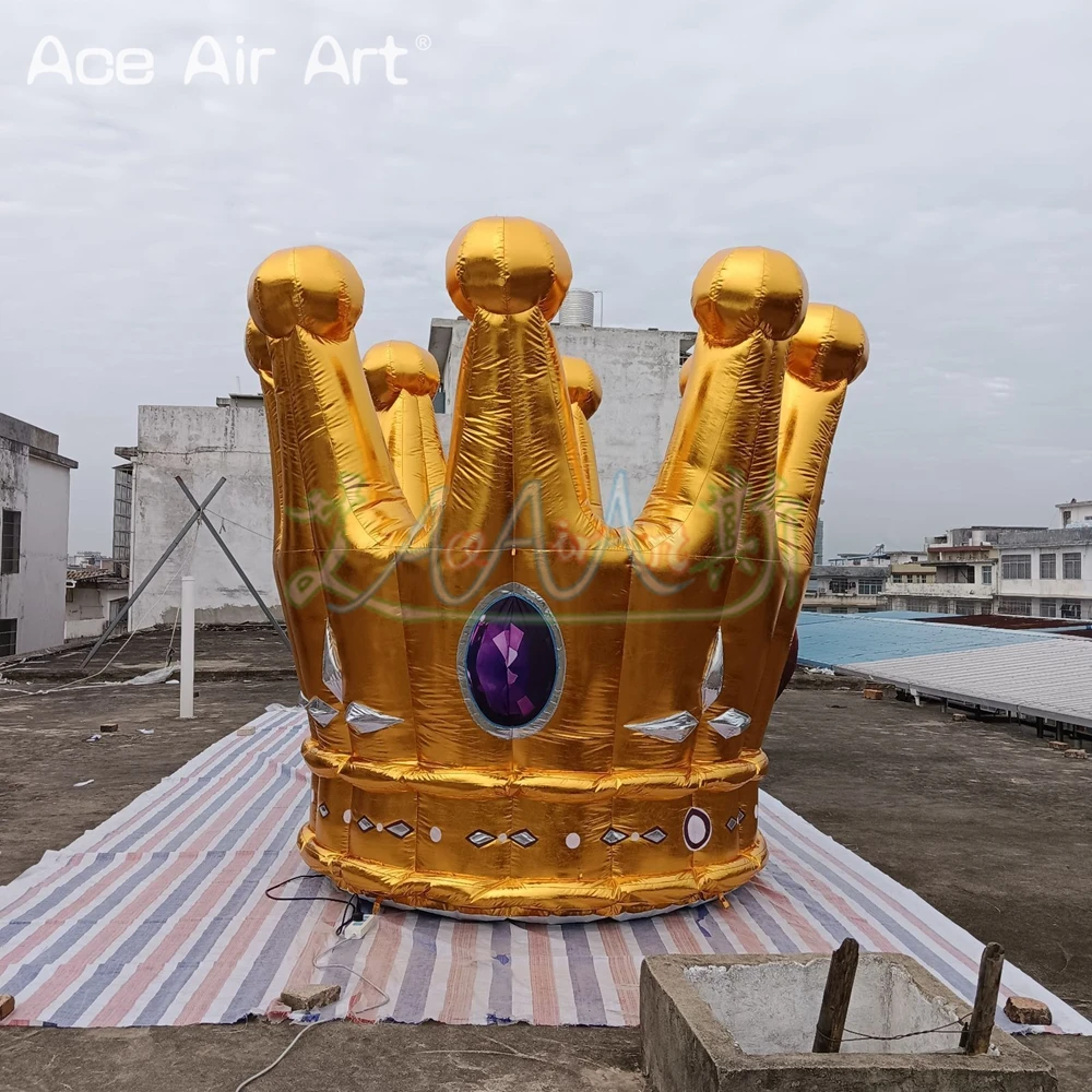 Custom Giant Inflatable Golden Crown Balloon with LED Lights