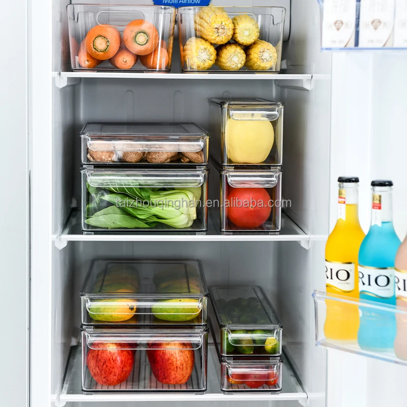 Refrigerator clear Plastic Vegetable Food Storage Container Box Freezer ...