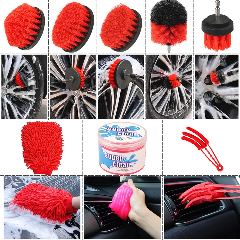 26 Pcs Car Detailing Brush Set Auto Clean Buffing Sponge Pads Interior ...