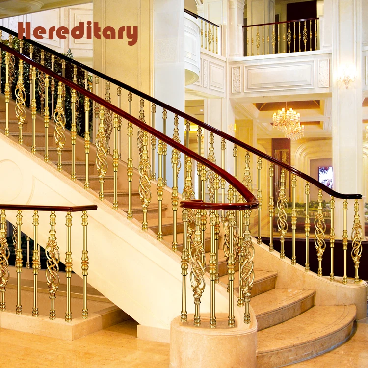 K Gold Cast Aluminum Indoor Railings for Luxury Staircases