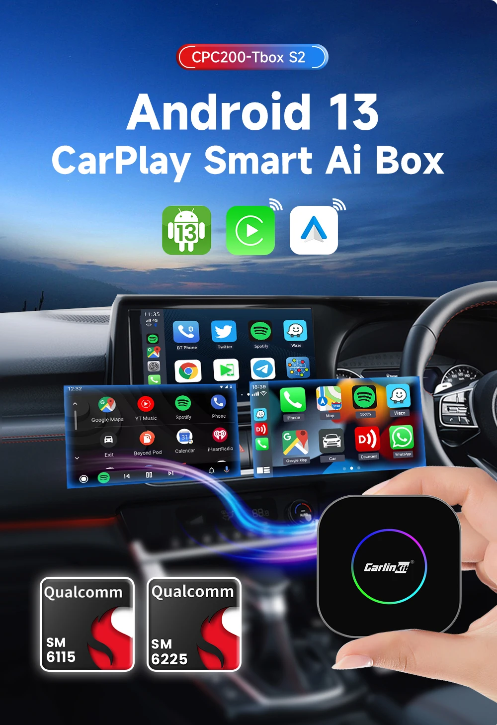 Carlinkit Ai Box - Android 13 System Car Smart TV Box 3 In1