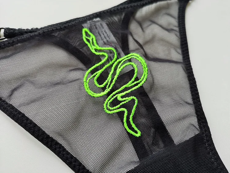 Girls Scorpion Embroidery Strap Transparent Mesh Mini G String Thong ...