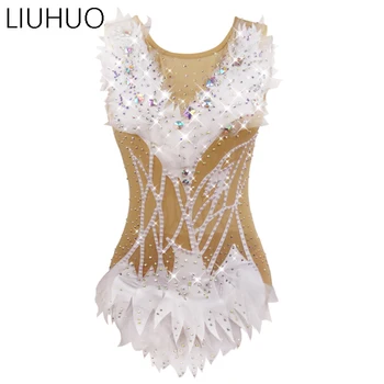 Ice Figure Skating Dress Girls Competition Costumes White Feather ...