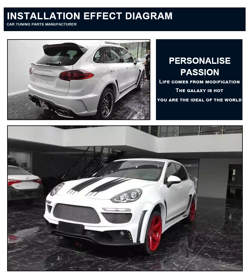 Fiberglass WD Style Wide Body Kit for Porsche Cayenne 958 Upgrade Modification Aerodynamic Kit ...