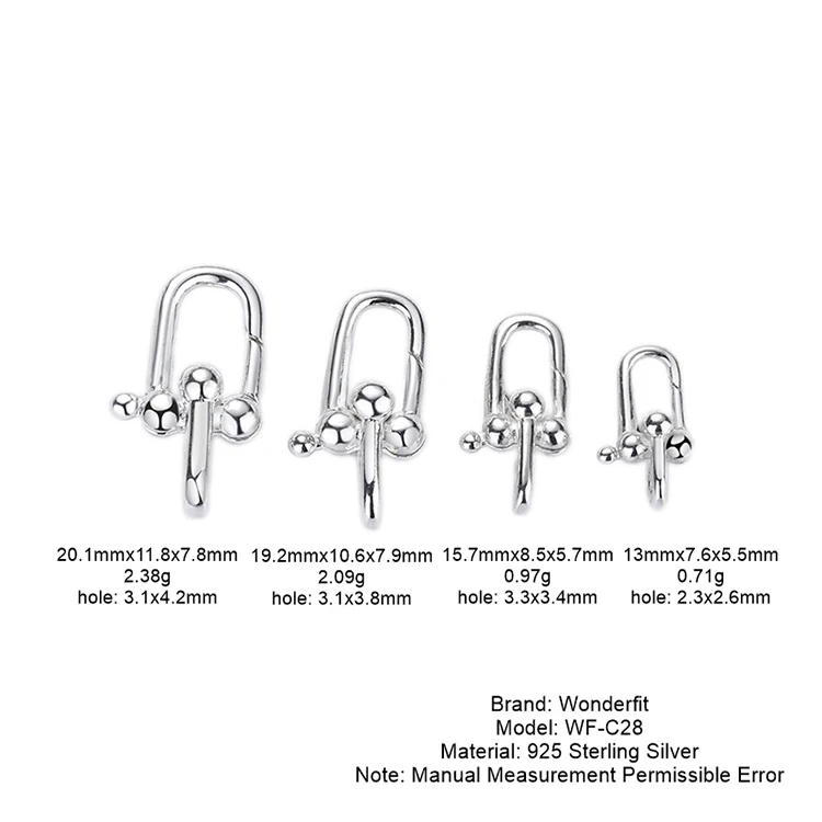 Chunky 925 Silver Ball U Shaped Lobster Clasp for Necklace & Bracelet ODM