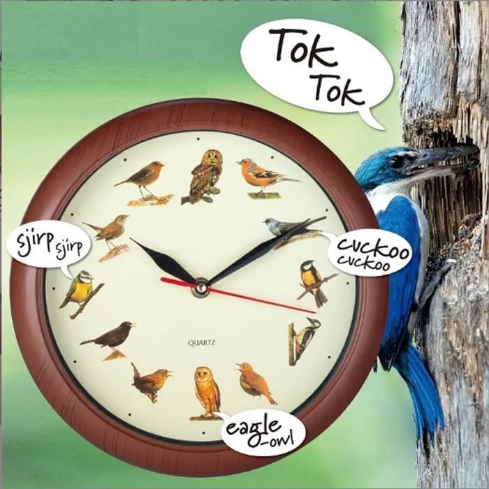 10in Original Singing Bird Digital Wall Clock Desktop Clock