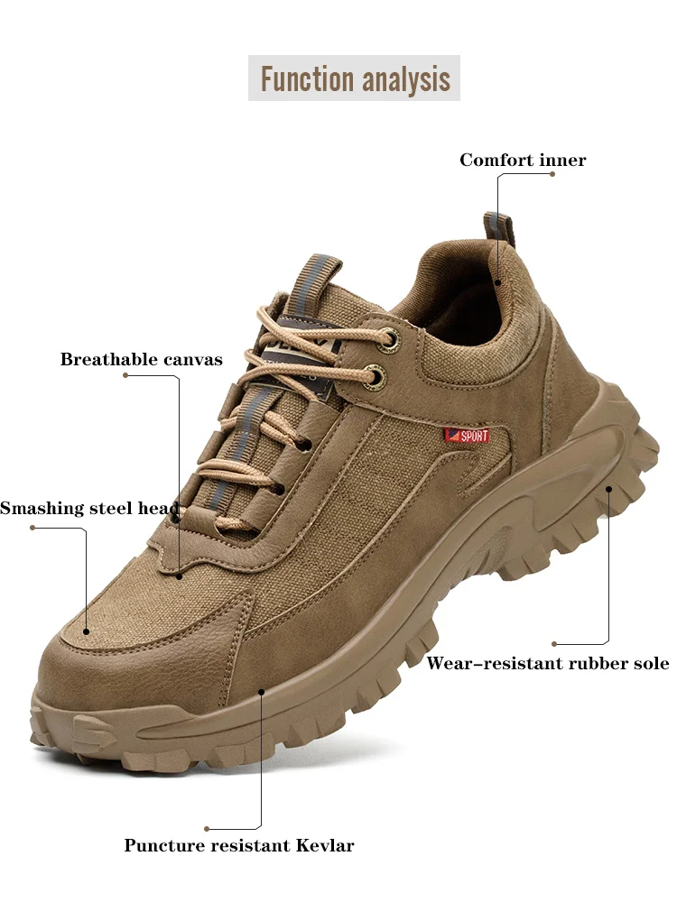 Steel Toe Puncture Proof Construction Lightweight Breathable Sneakers ...