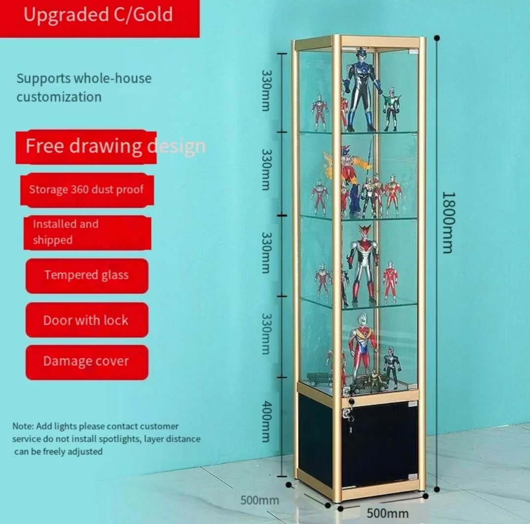 Aluminium LED Light Glass Display Showcases Interior Decoration