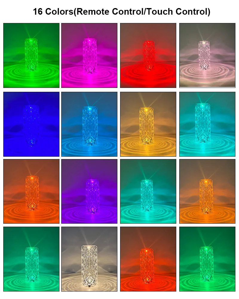 Iessence Luxury Crystal Led Table Desk Lights Rose 16 Color Rgb ...