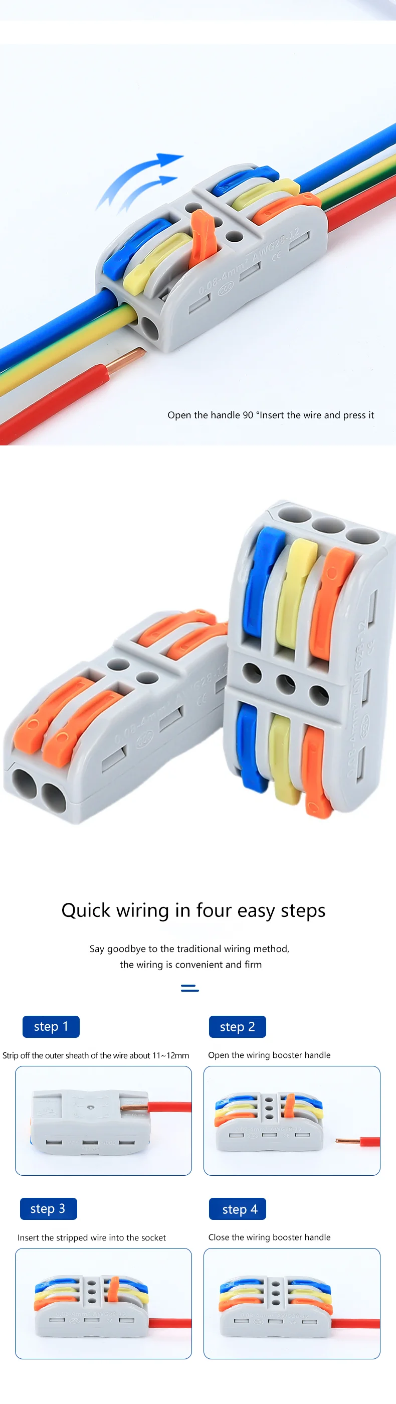 Hot Sale Lt-222 Lt-42 Quick Wire Push-in Conductor Terminal Block Mini ...