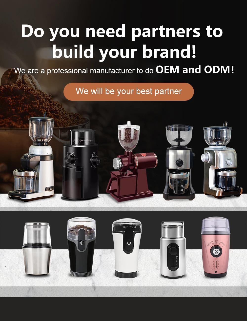 100w Automatic Flat Burr Coffee Bean Grinder Electric Coffee Grinder ...