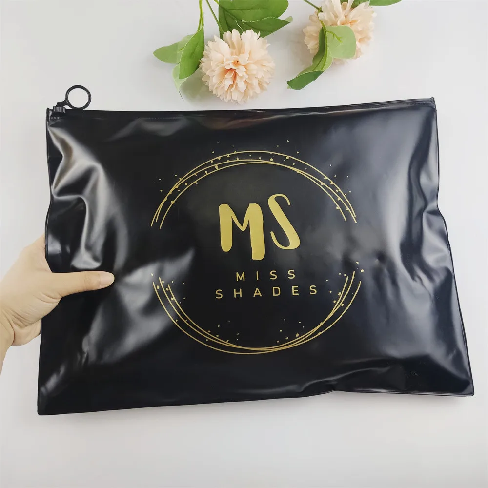 Custom Clothing Packaging Bag Brand Logo Reusable Frosted Ziplock Black ...