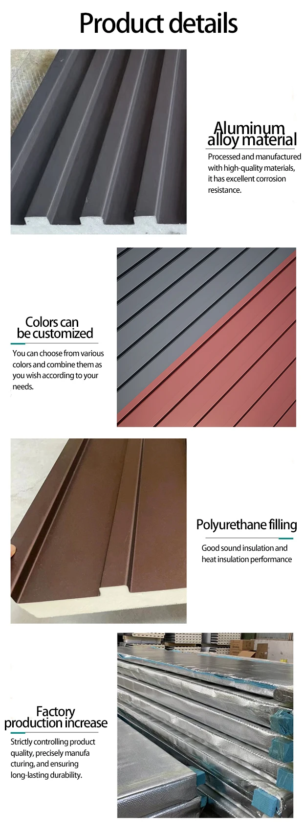 SUNTO Modern Design Steel Cement Core Polyurethane Panels