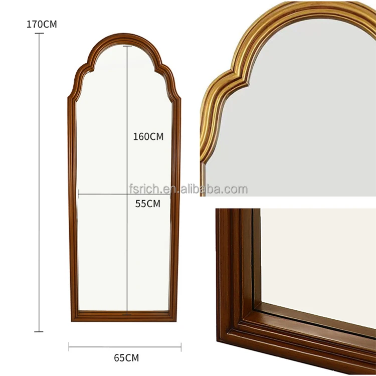 French European Arched Retro Minimalist Full Body Mirror Wall Mounted ...