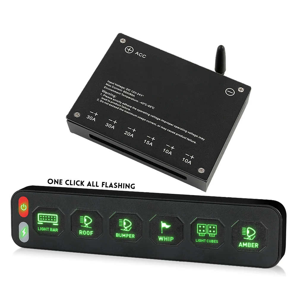 12v 24v Universal Wireless Control Flashing Lighting Mode Aux 6 Gang ...