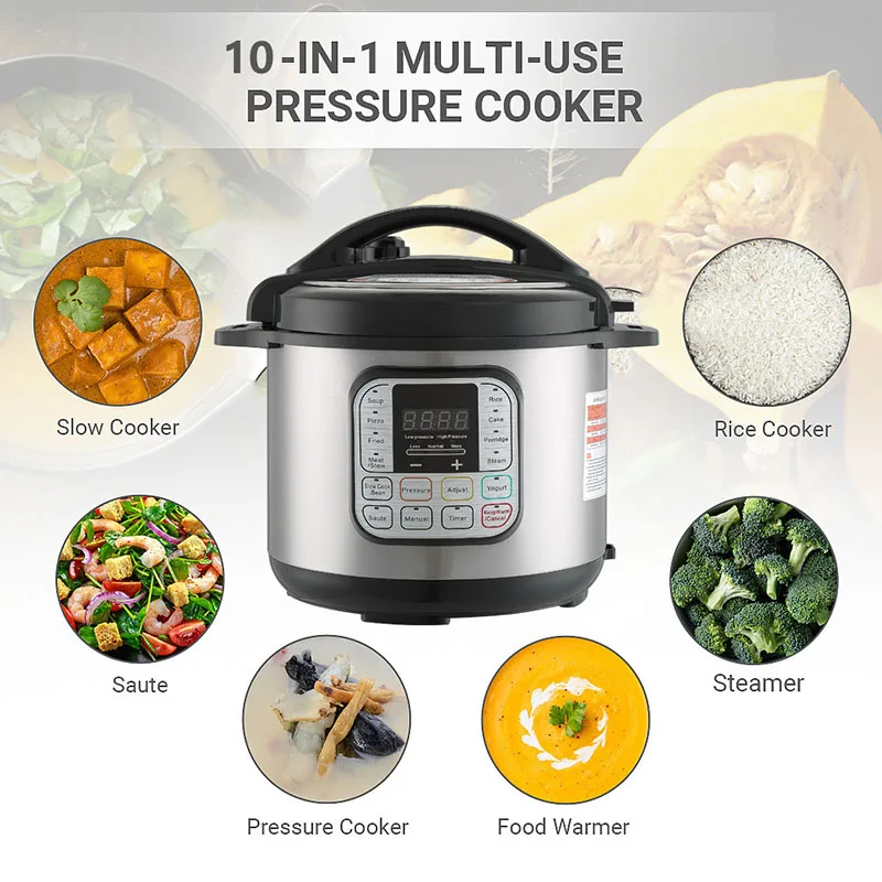5l 6l Instant Cooker Pot 7-in-1 Stainless Steel Electric Pressure ...