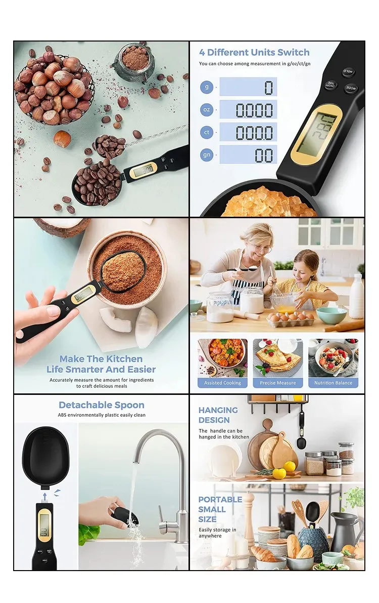 White Digital Measuring Spoon Digital Spoon Scale In Grams And Ounces ...