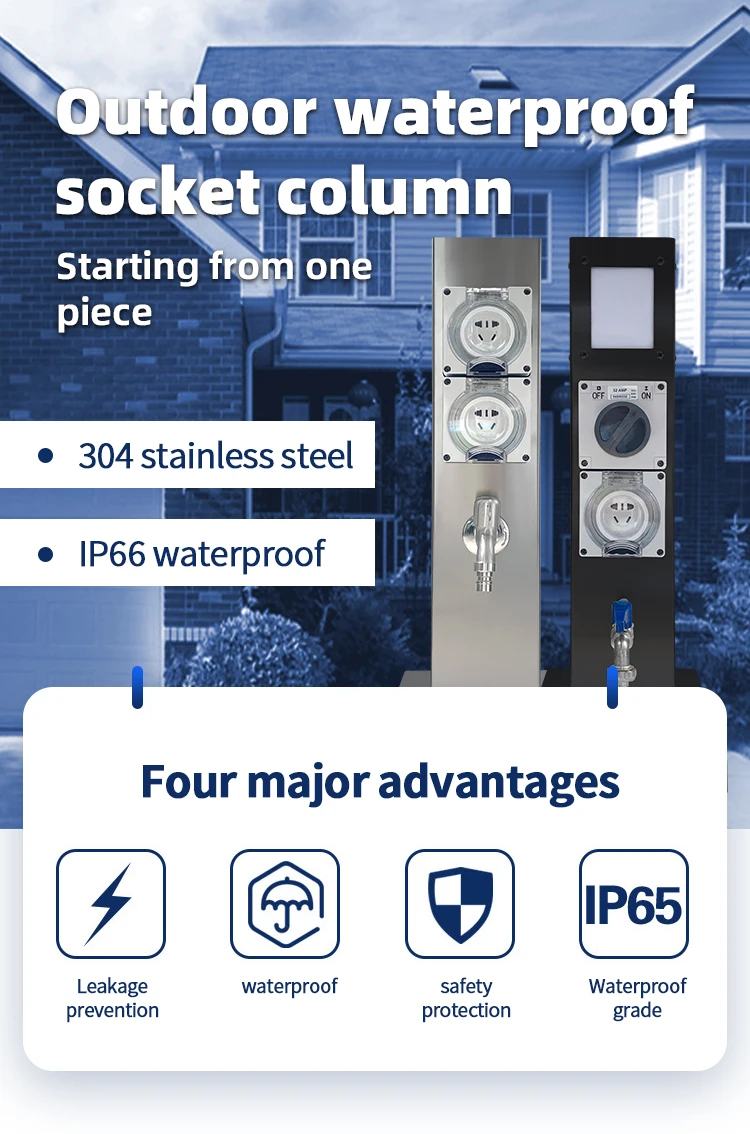 Multifunctional Multi-Hole Socket Post Stainless Steel IP66