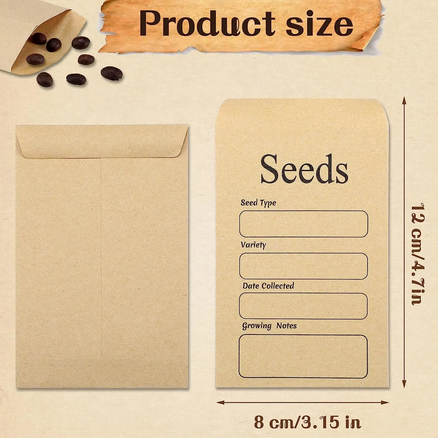 Custom Small Mini Self-Seal Printable Seed Saving Eco Brown Kraft Paper ...