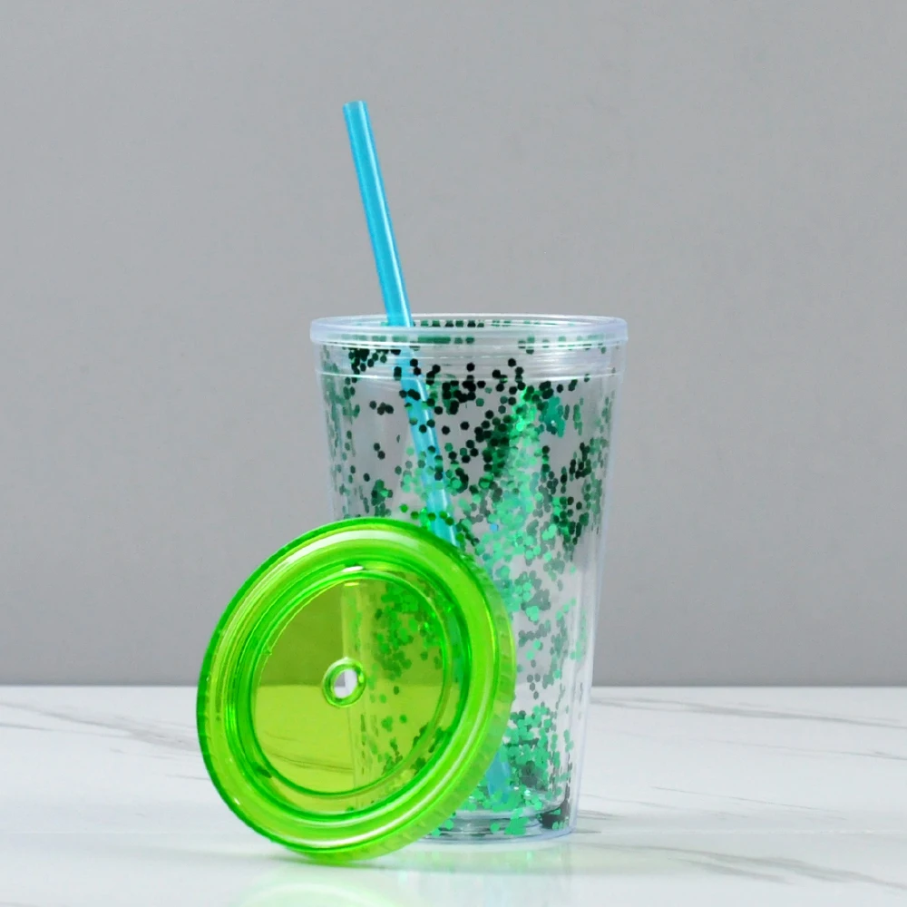 Plastic Transparent Drinking Tumblers Cups with Lids,16oz Straw Tumbler ...