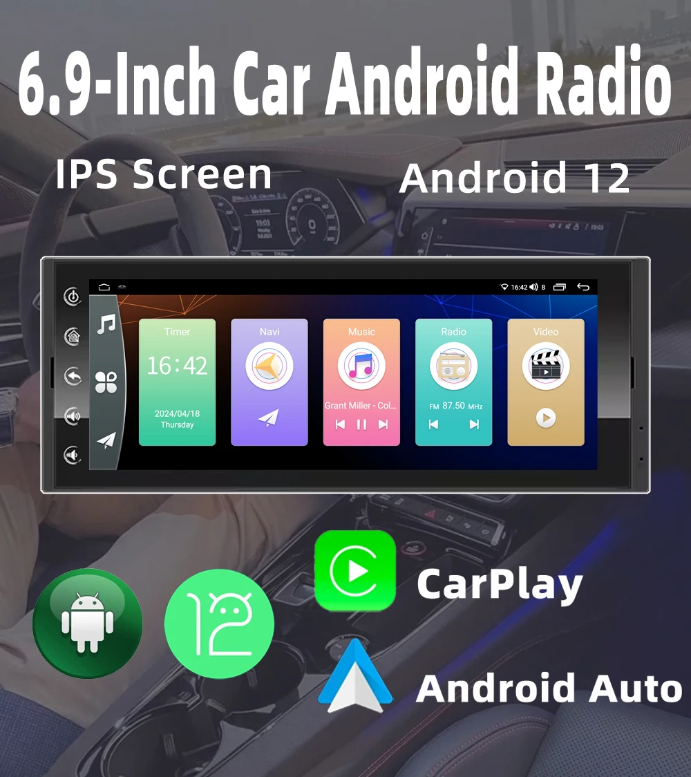 6.86 Inch Android Car Radio with Wireless Carplay & GPS