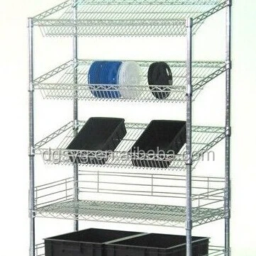Slanted Mobile Wire Shelving/slanted Shelving Cart - Buy Slanted Wire ...