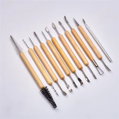 11-Piece Sculpture Tools Set with Wood & Iron Knives for DIY Handmade ...
