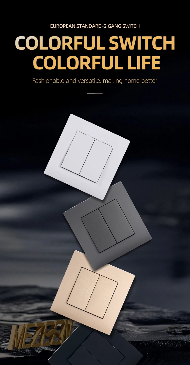 European Standard Light Switch Wall Plate 2 Gang 1 Way 2 Way Electric ...