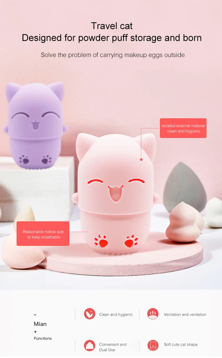 Soft Silicone Cosmetic Makeup Sponge Holder Beauty Make Up Blender Case ...