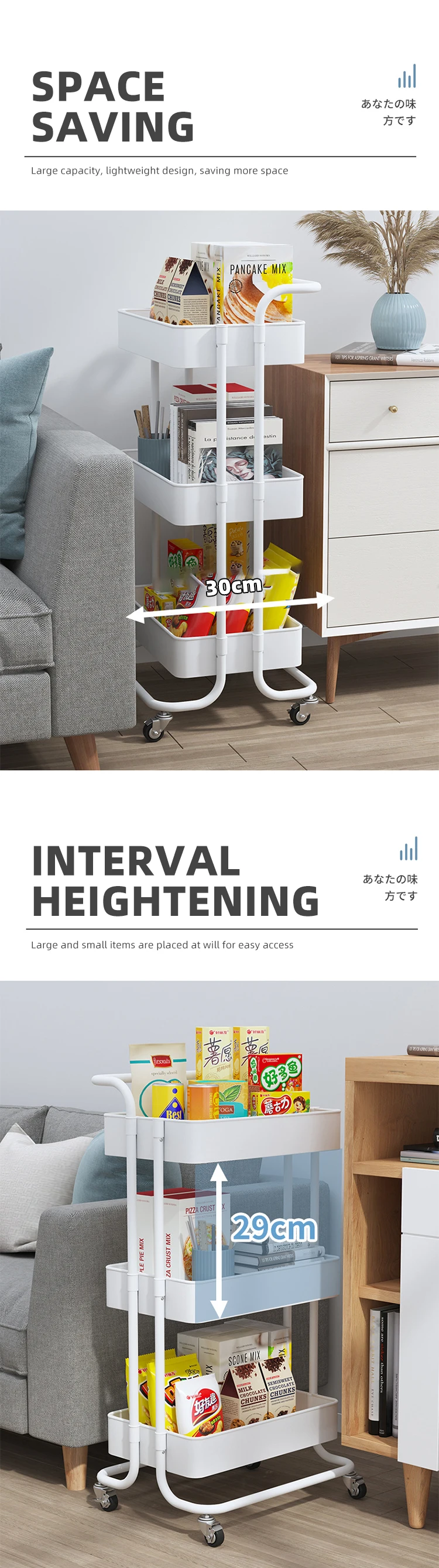 3-tier Utility Rolling Cart Home Use Trolley Widely Used for Kitchen ...