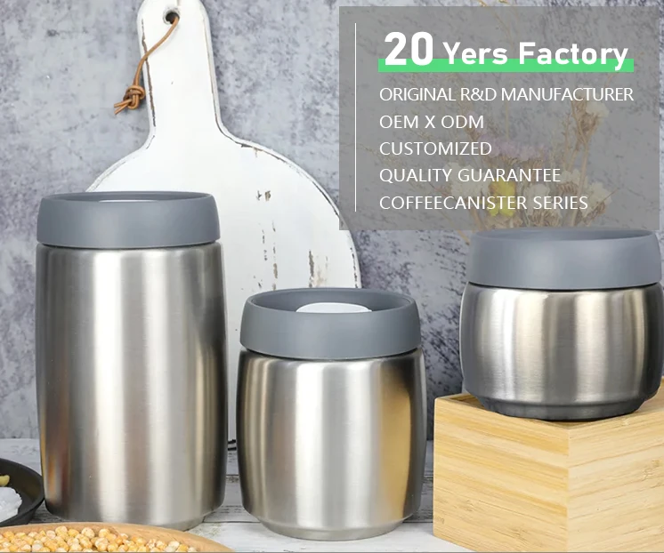 Stainless steel sealed coffee can with vacuum sealed carbon dioxide ...