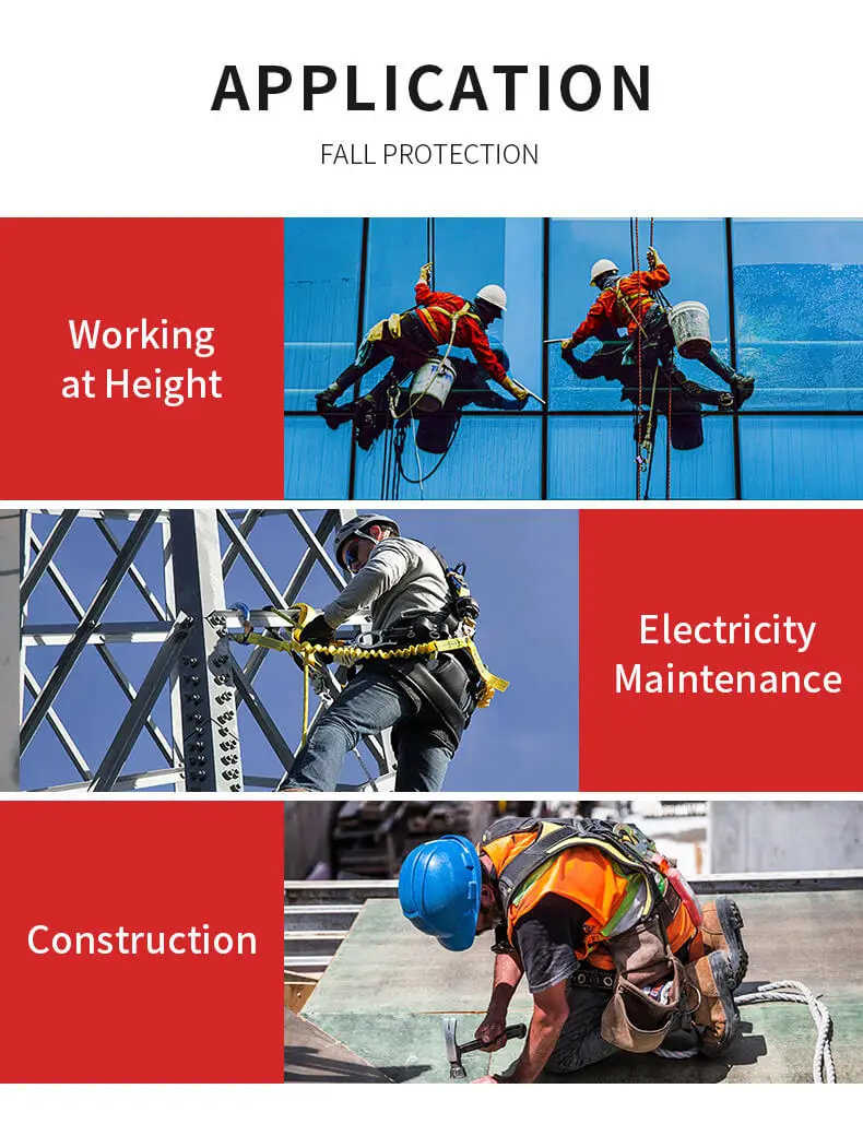 Work At Height Ppe Double Carabiner Safety Lanyard For Climbing - Buy ...