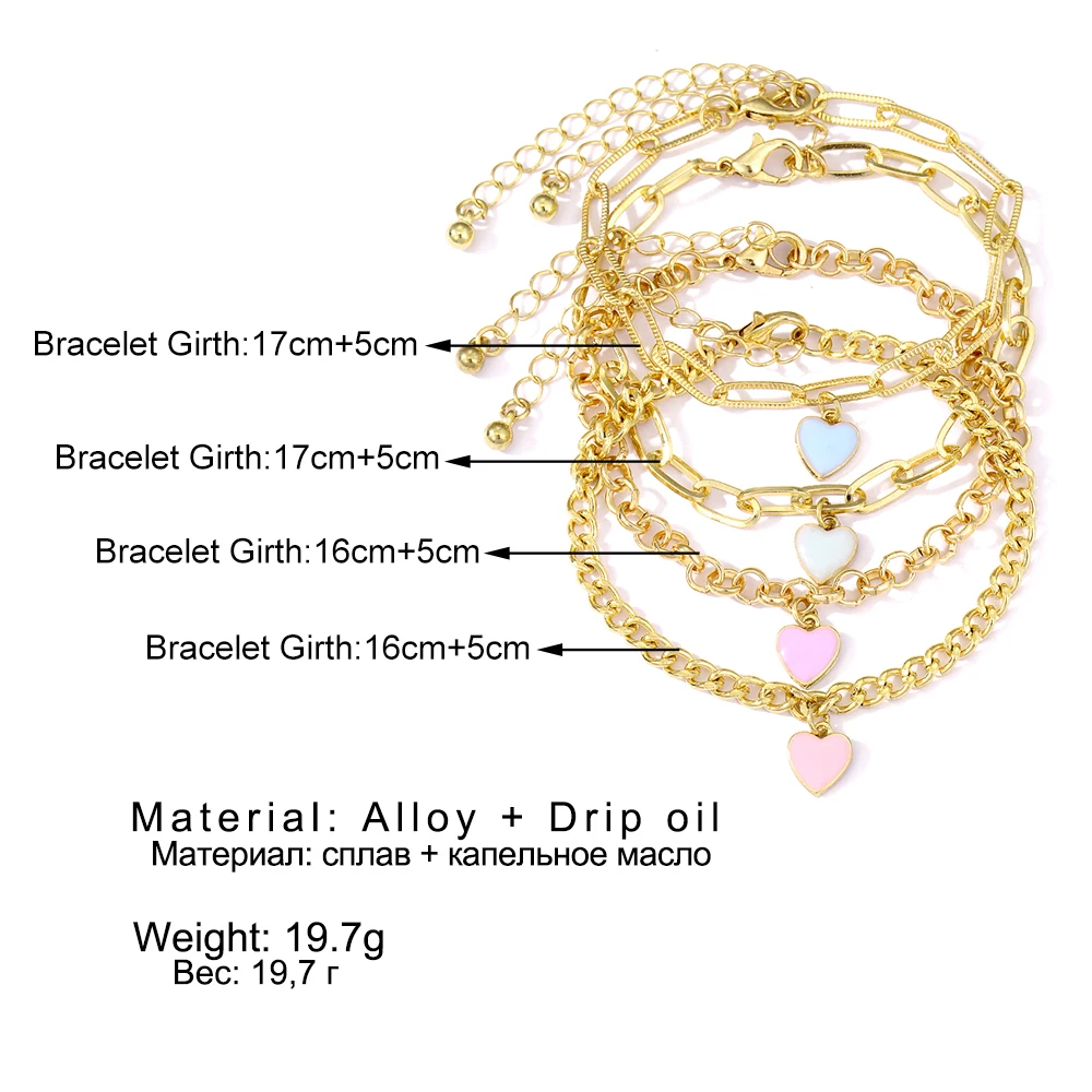 KISSWIFE New Trendy Multilayer Gold Metal Chain Bracelet for Women ...