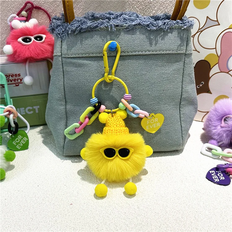 Cute Cartoon Plush Small Coal Ball Keychain - Perfect Gift