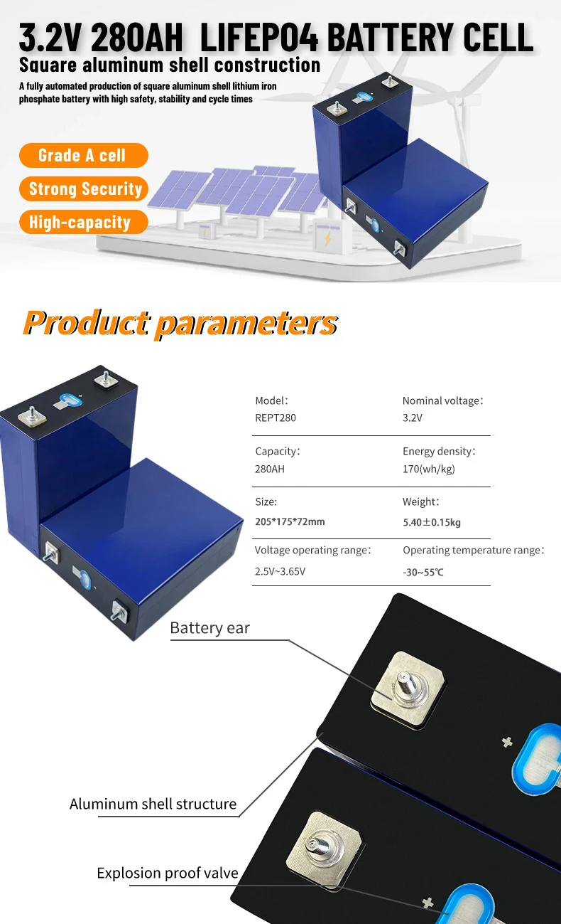 Brand New LFP Lifepo4 Battery Cell 3.2V 280Ah 6000 Cycle Rechargeable ...