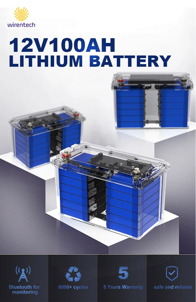 Wirentech 12V 100Ah Transparent Lithium Ion Battery Lead Acid ...