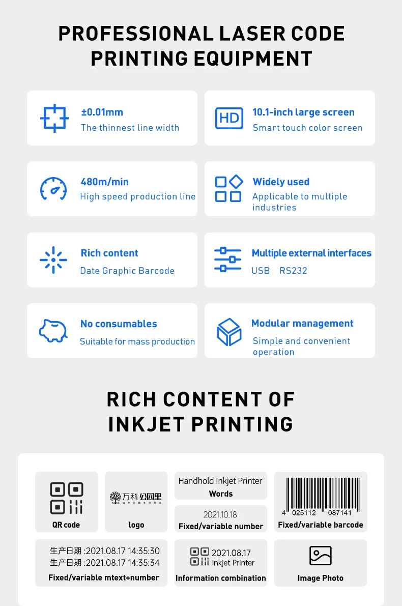 High Precision Logo Barcode Qr Code Batch Number 20w 30w 40w Co2 Laser ...