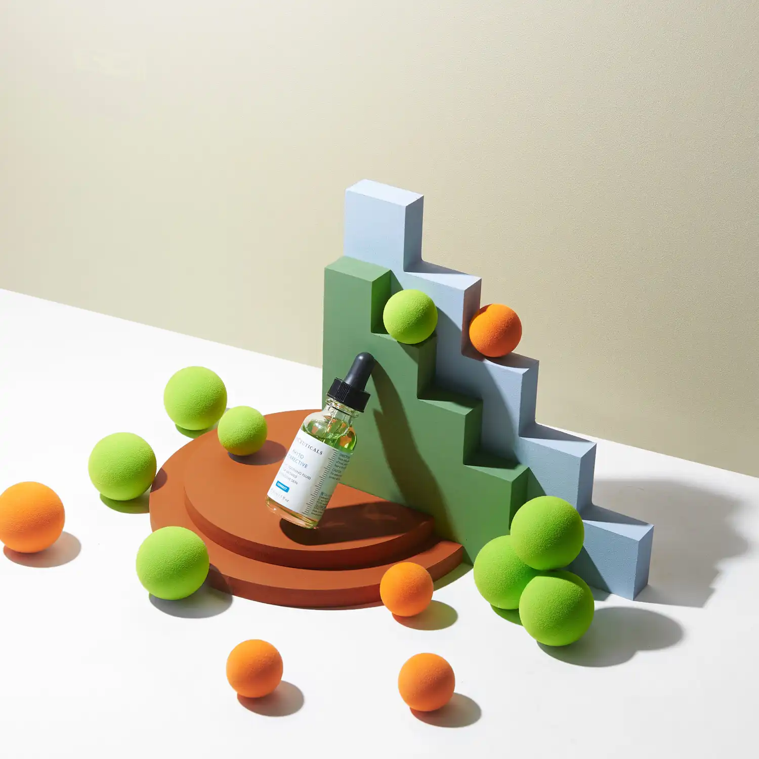 Orange Color Ins Wood Cube Background Morandi Showcase Display Ornament ...