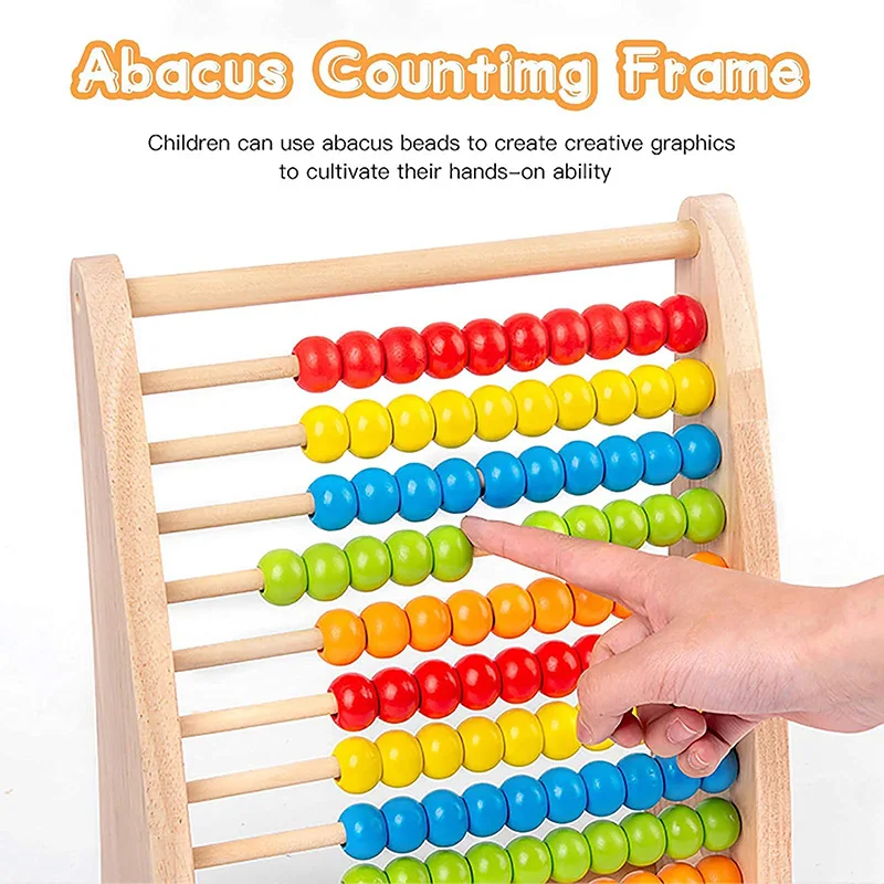 Wood Learning Calculation Stand Building Blocks Children's Abacus Beads ...