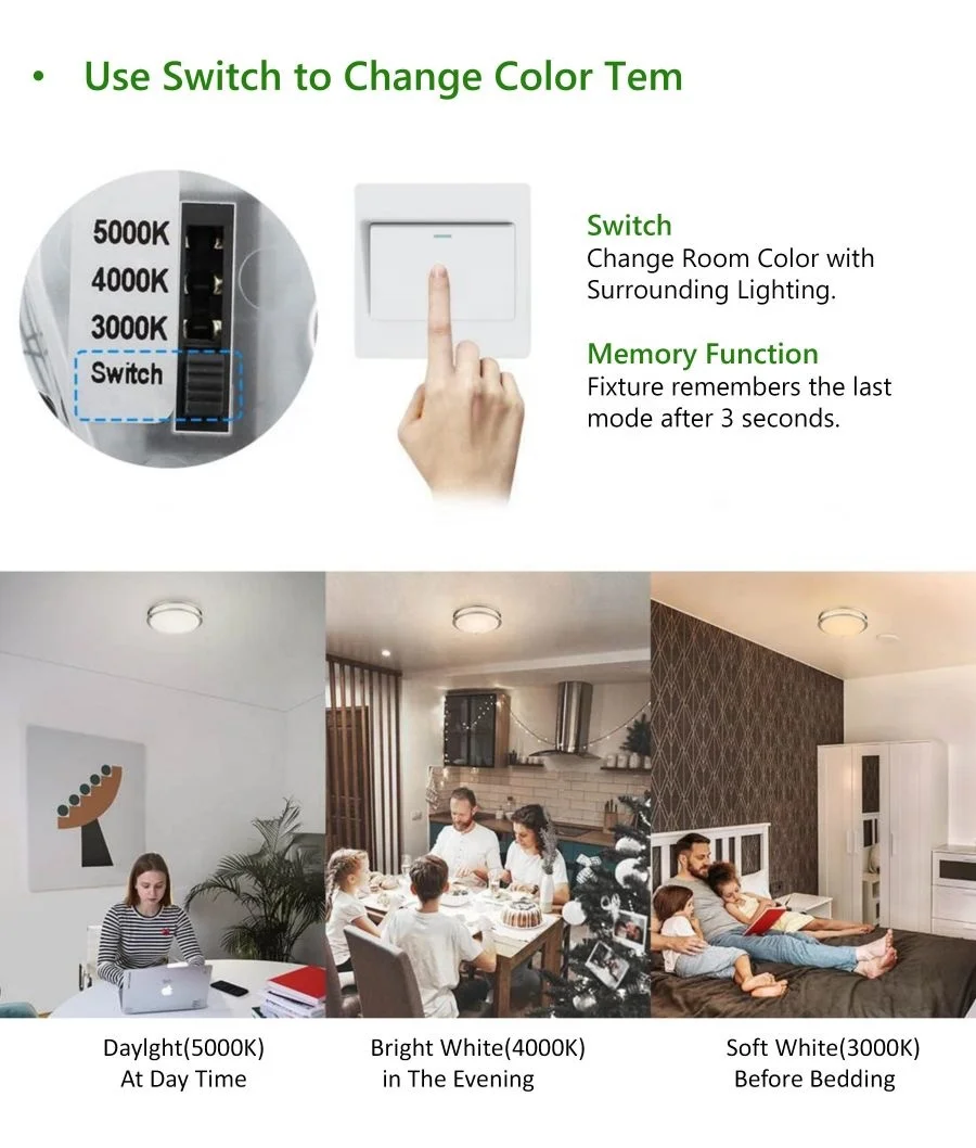 3000K 4000K 5000K Selectable LED Ceiling Lights for Modern Spaces