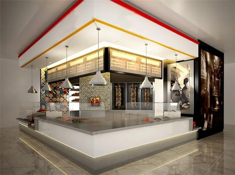 Restaurant Food Display Counter for Mall Wooden Showcase Kiosk Fast ...