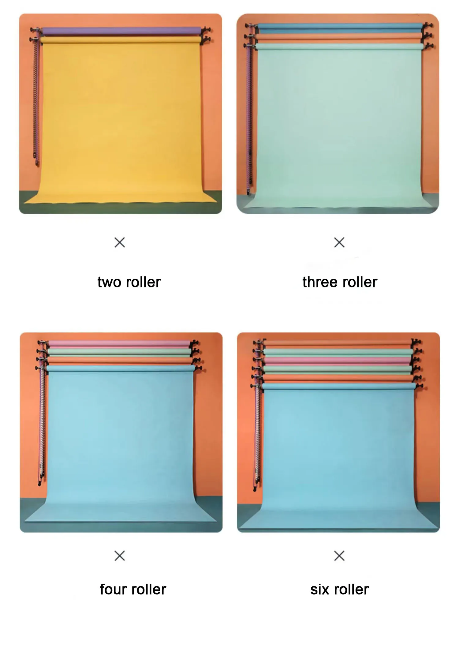 4 Roller Backdrop Support System - Wall Mount Studio Kit