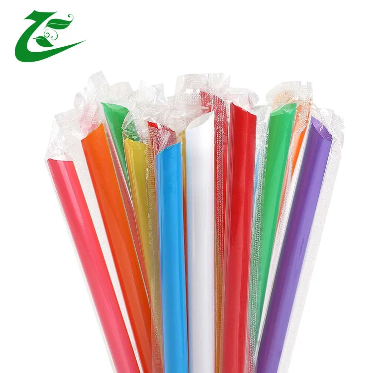 Bubble Tea Straw Individually Wrapped Plastic Disposable Black Boba ...