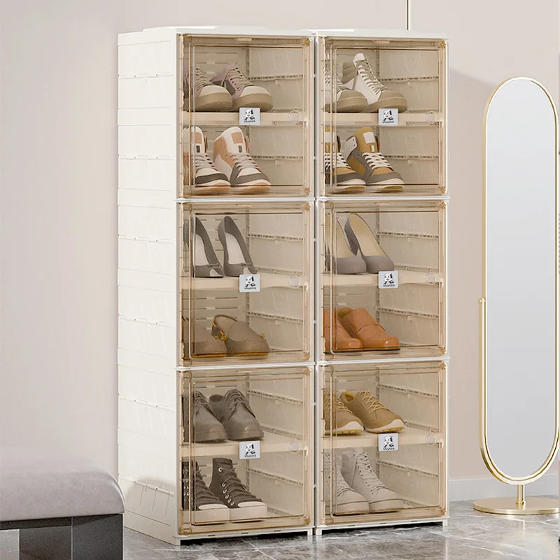 8 Tiers 32 Pairs Portable Containers Bins Folding Stackable Sneaker ...