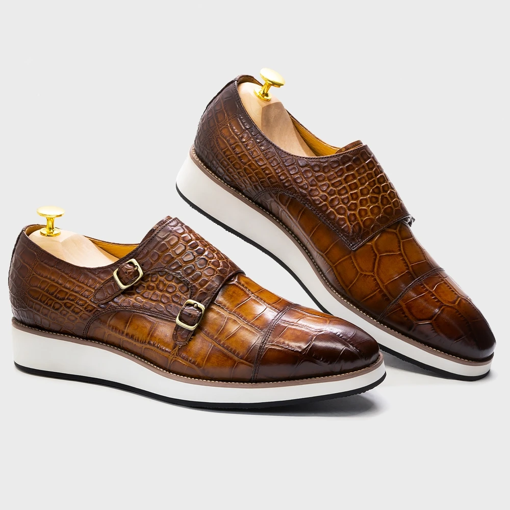 Luxury Italian Style Leather Handmade Dress Office Shoes Slip On Casual ...