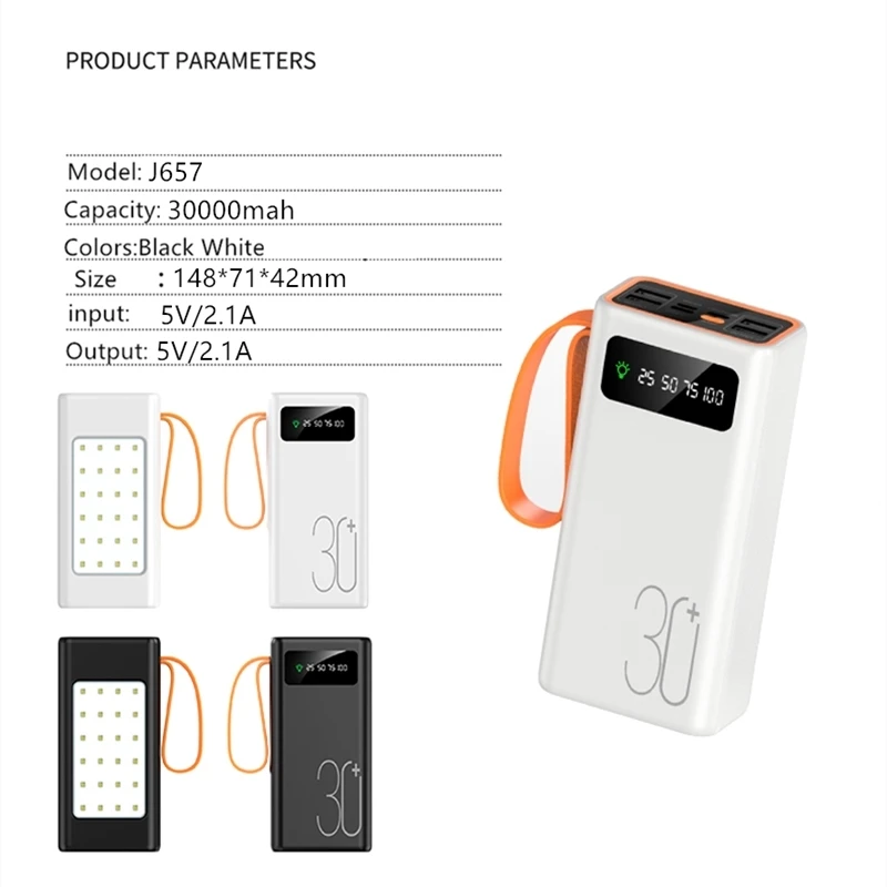 2024hot Full Capacity 30000mah Power Bank 4 Usb Output Fast Charging ...