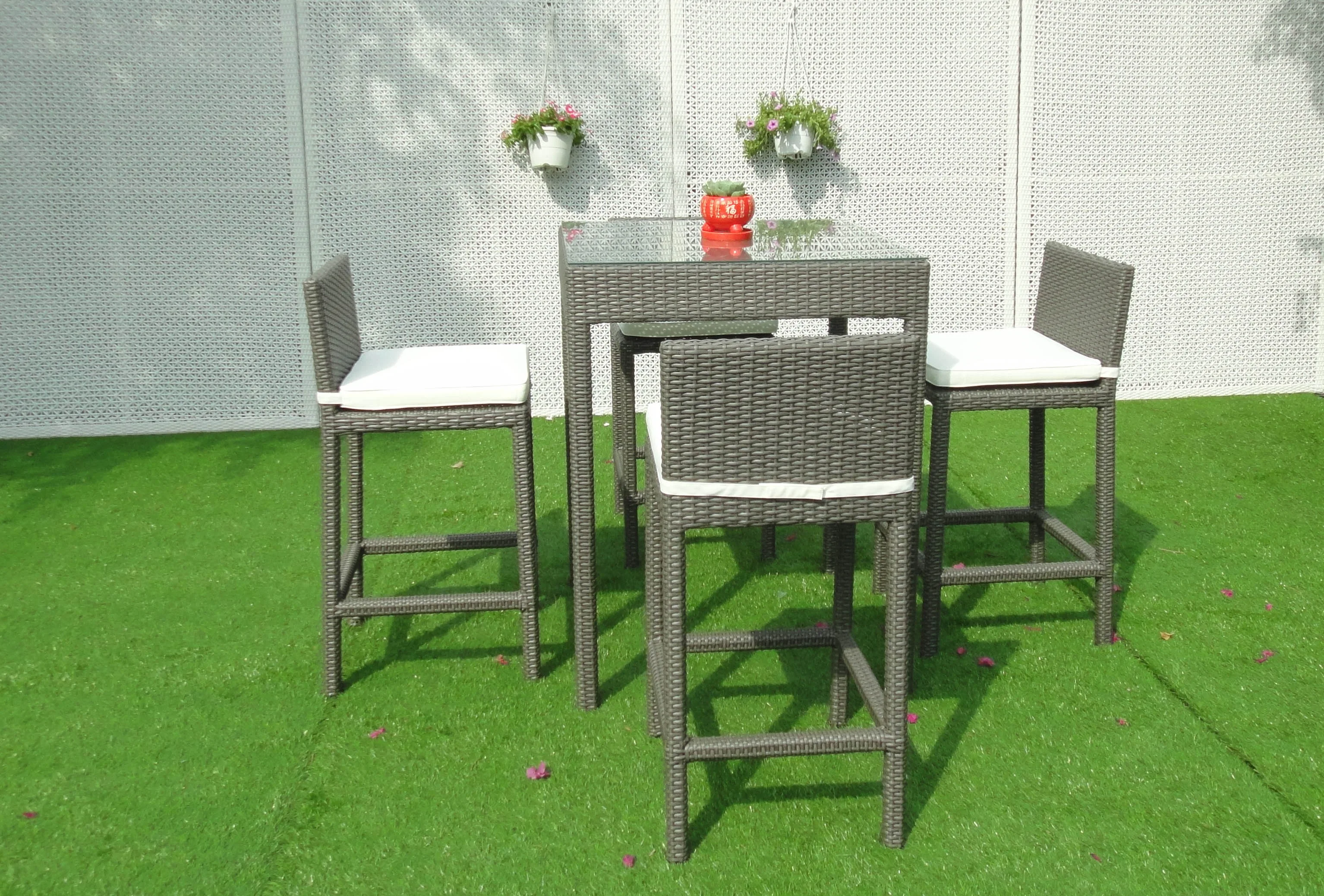 Promotional Space Saving Modern Outdoor Pe Rattan Bar Set Good Choice 4 ...