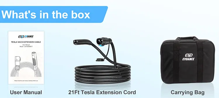 48a 21ft Fast Ac 5 Meter Nacs Extension Cord Charging Cable For Tesla ...