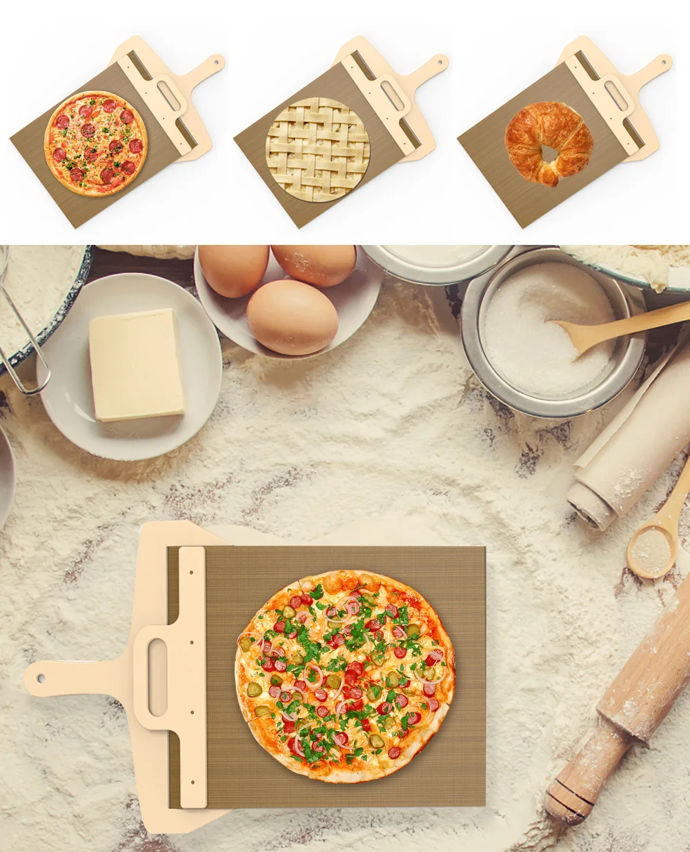 Raybin Non-stick Easy Transfer Sliding Pizza Shovel Pizza Turning Peel ...